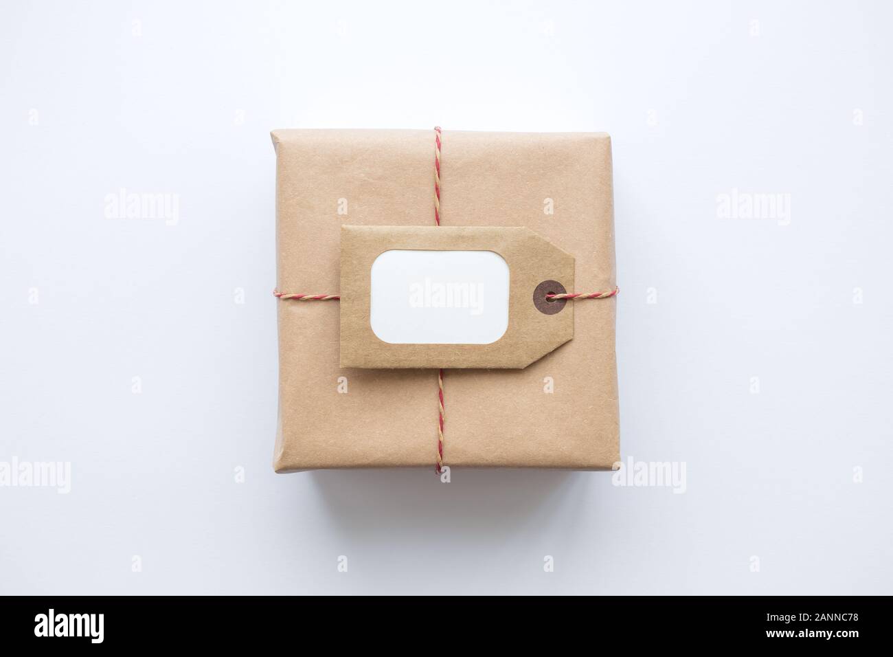 Cardboard delivery box with copy space label abstract on white Stock ...