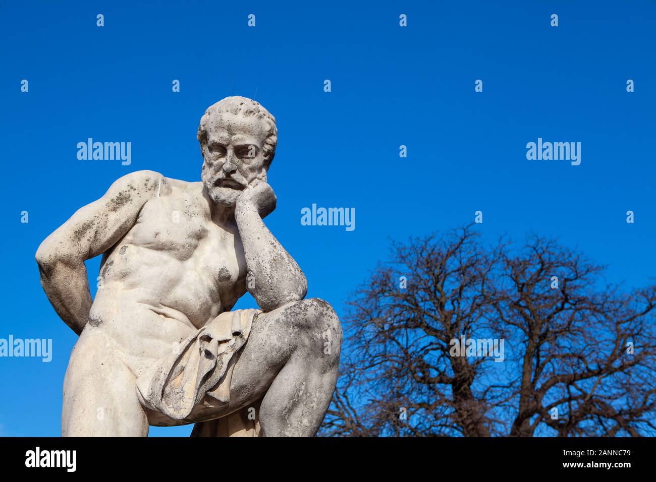 marble sculpture of a thinking philosopher Stock Photo - Alamy