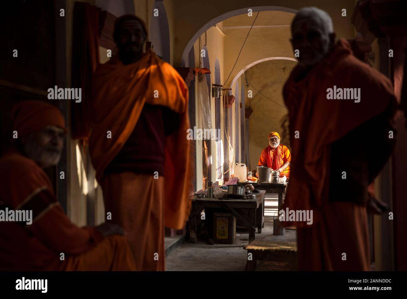Dandi swami sadhus in their ashram. Varanasi, India Stock Photo - Alamy