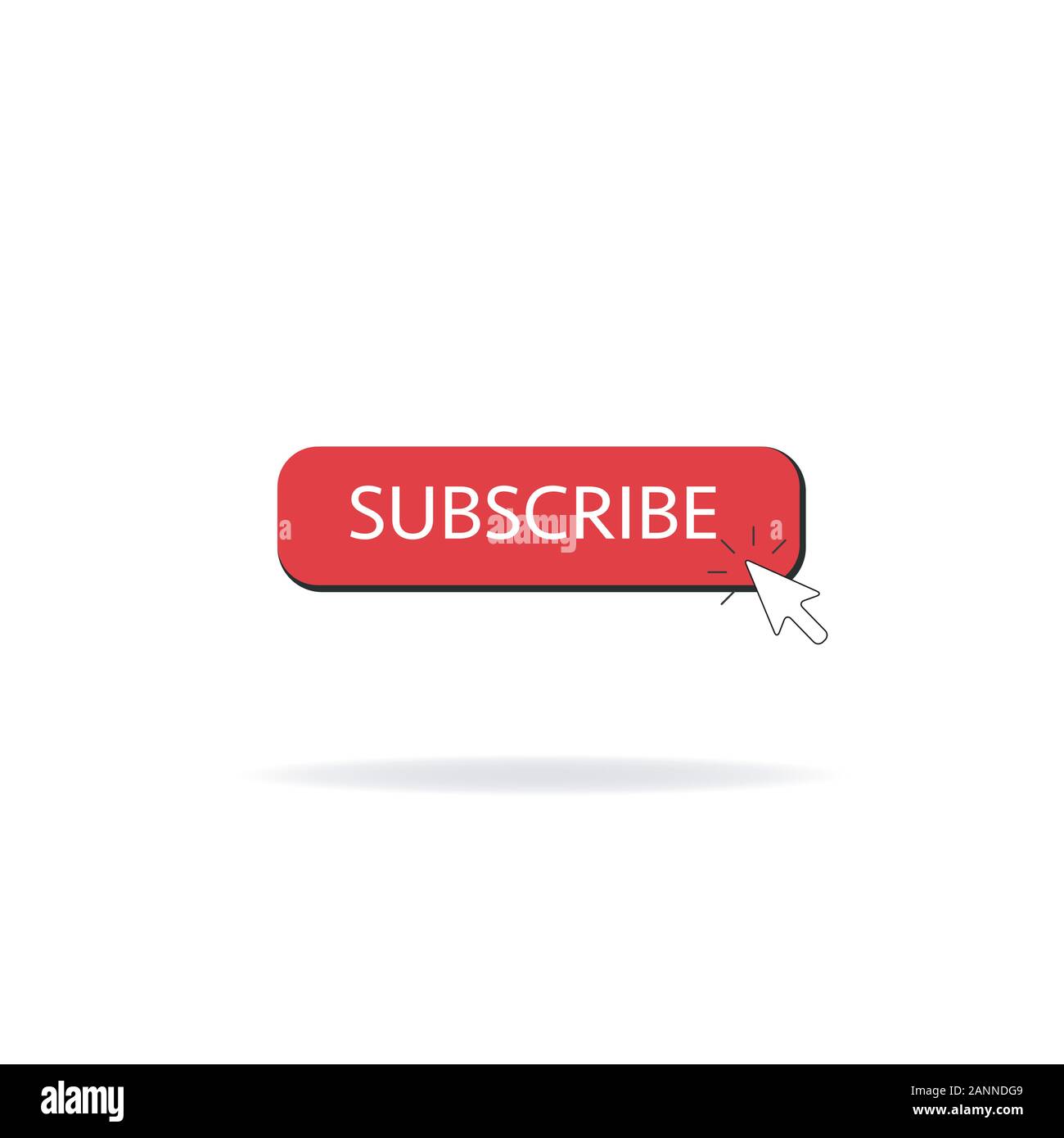 Subscribe button color with arrow cursor and shadow. Vector ...