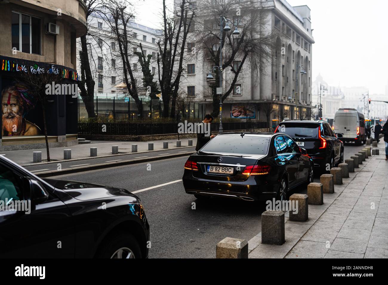 Black cars, private cars waiting for tourists in front of Radisson ...