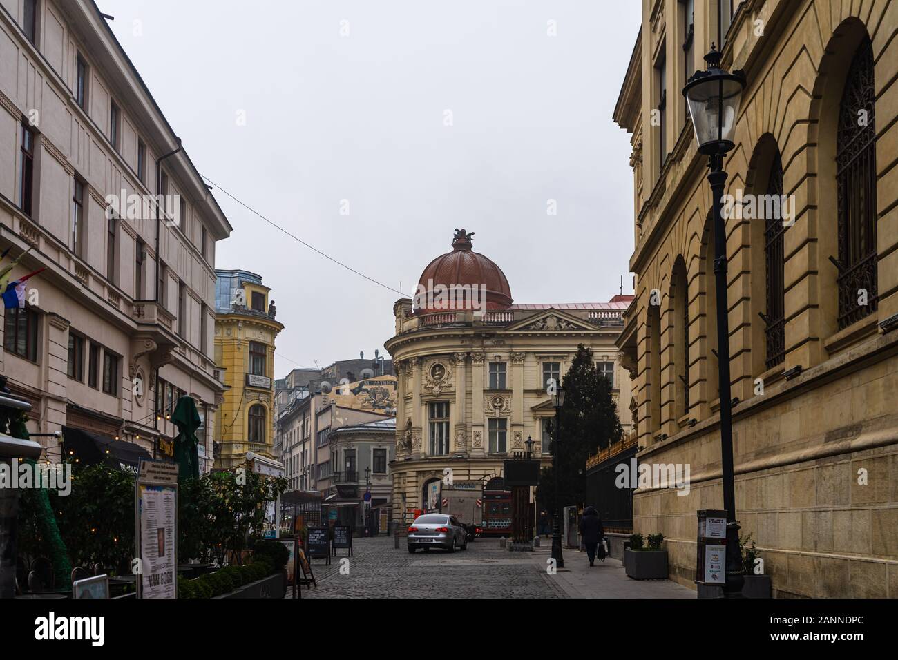 Old buildings architecture in downtown Bucharest, Romania, 2020 Stock ...