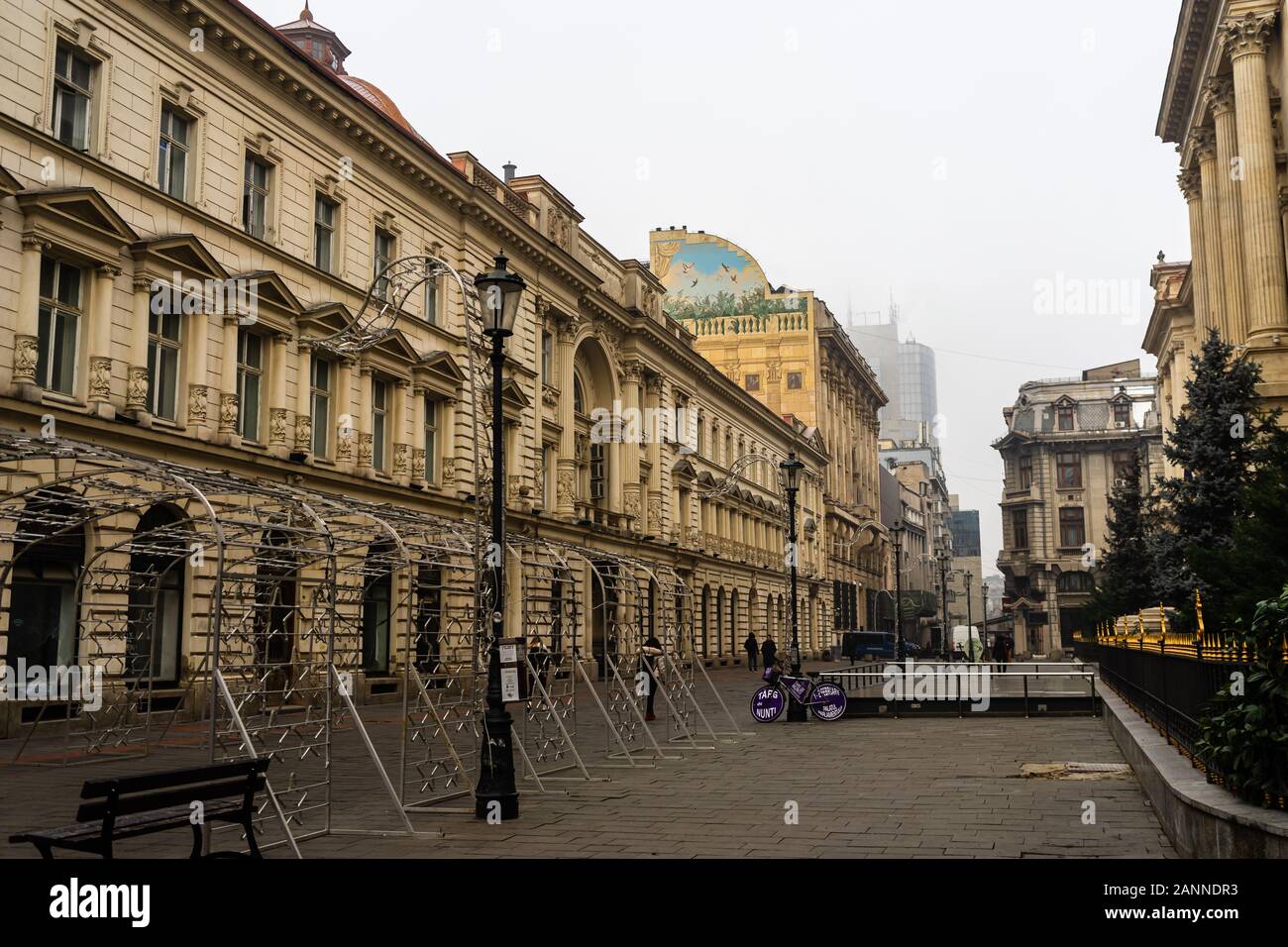 Old buildings architecture in downtown Bucharest, Romania, 2020 Stock ...