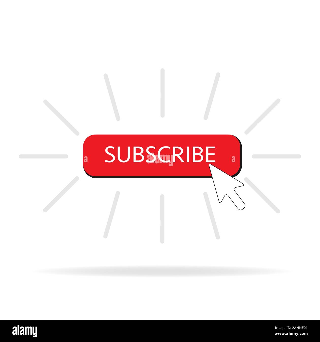 Subscribe button color with arrow cursor and shadow. Vector ...