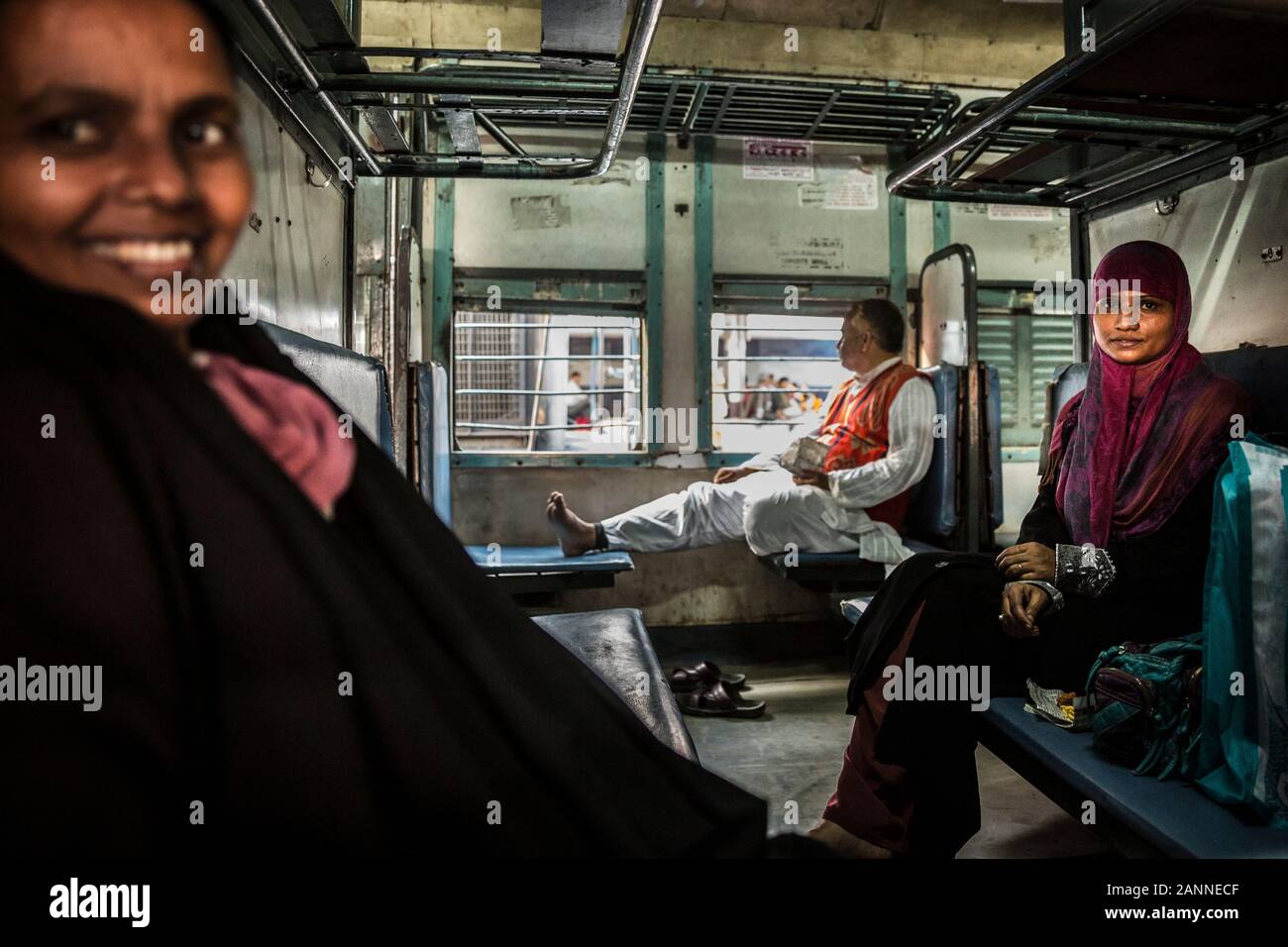 Women inside the train. Varanasi, India Stock Photo - Alamy