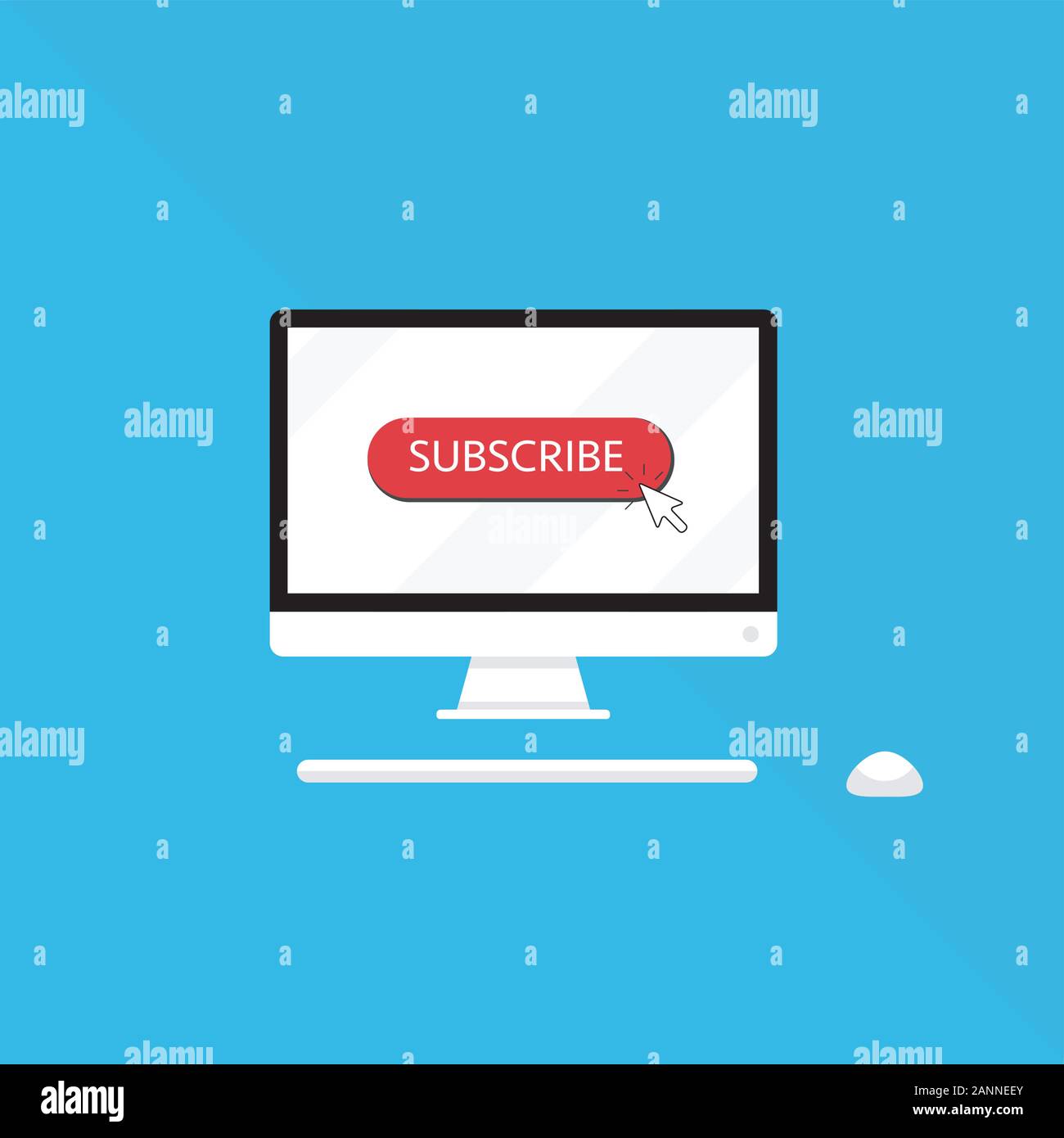 Close up Shot of Mouse Cursor Clicking SUBSCRIBE Button. 3D ...