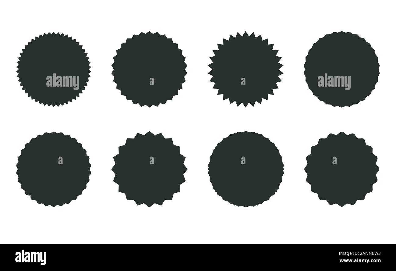 Set of starburst badges. Sunburst stickers. Black and white labels ...