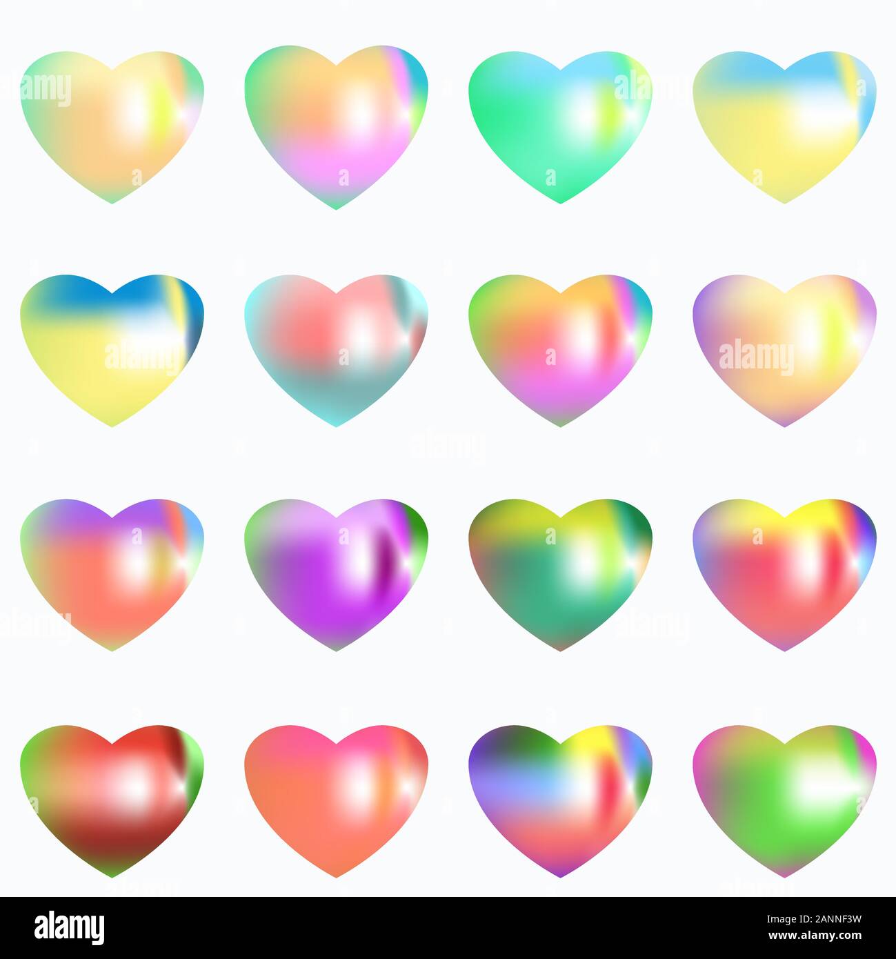 Set of multi-colored hearts isolated on white background Stock Vector Image & Art - Alamy