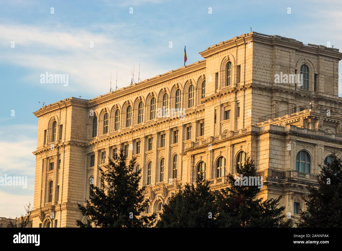 Detail view of the Palace of Parliament (Palatul Parlamentului) in ...