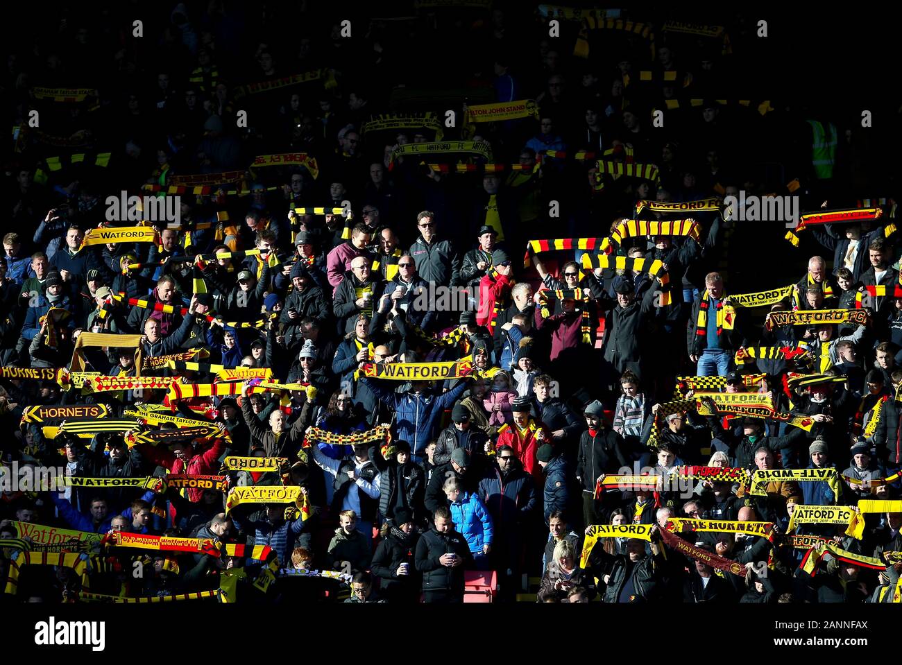 Watford fans in the stands during the Premier League match at Vicarage ...