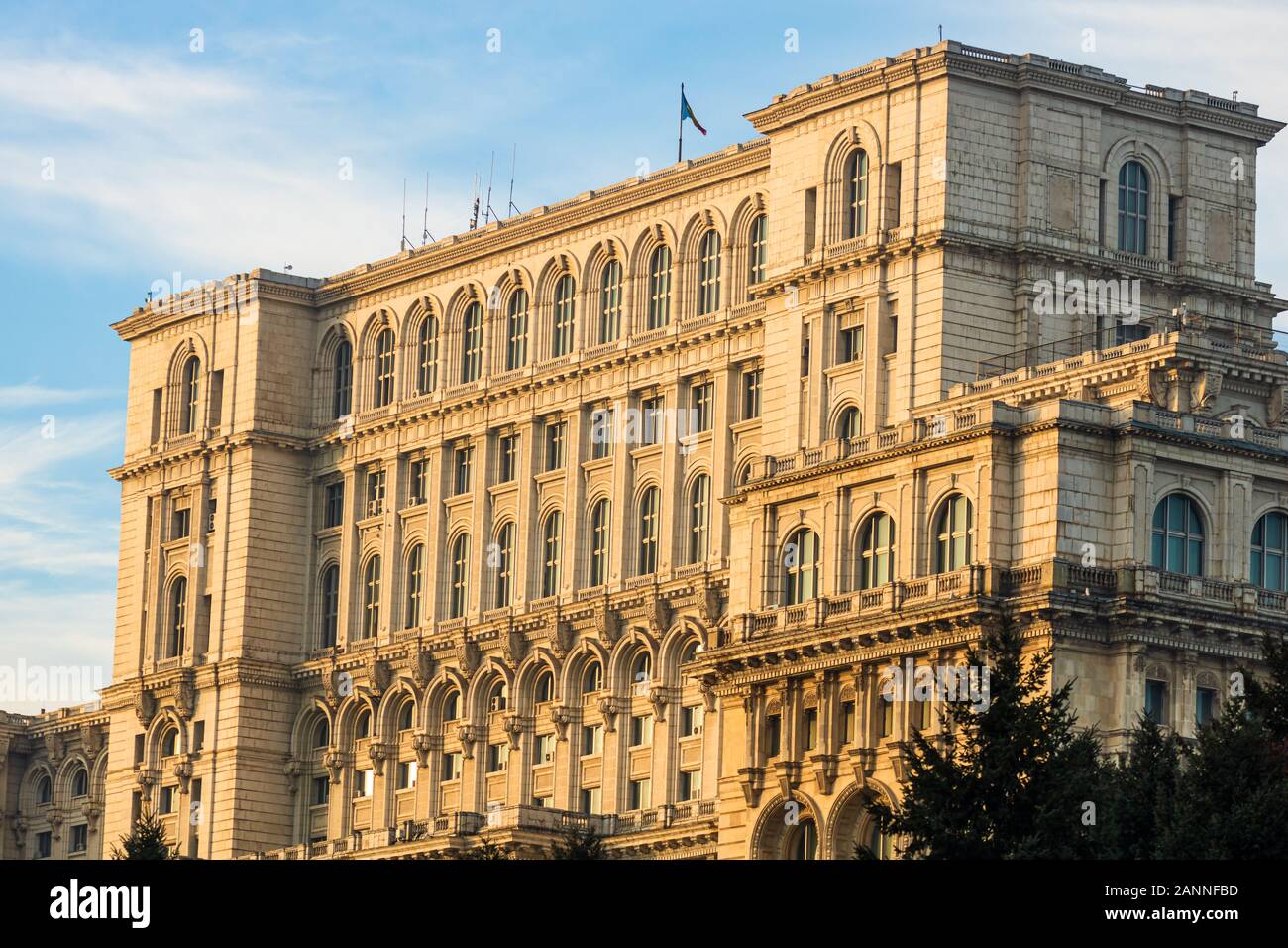 Detail view of the Palace of Parliament (Palatul Parlamentului) in ...