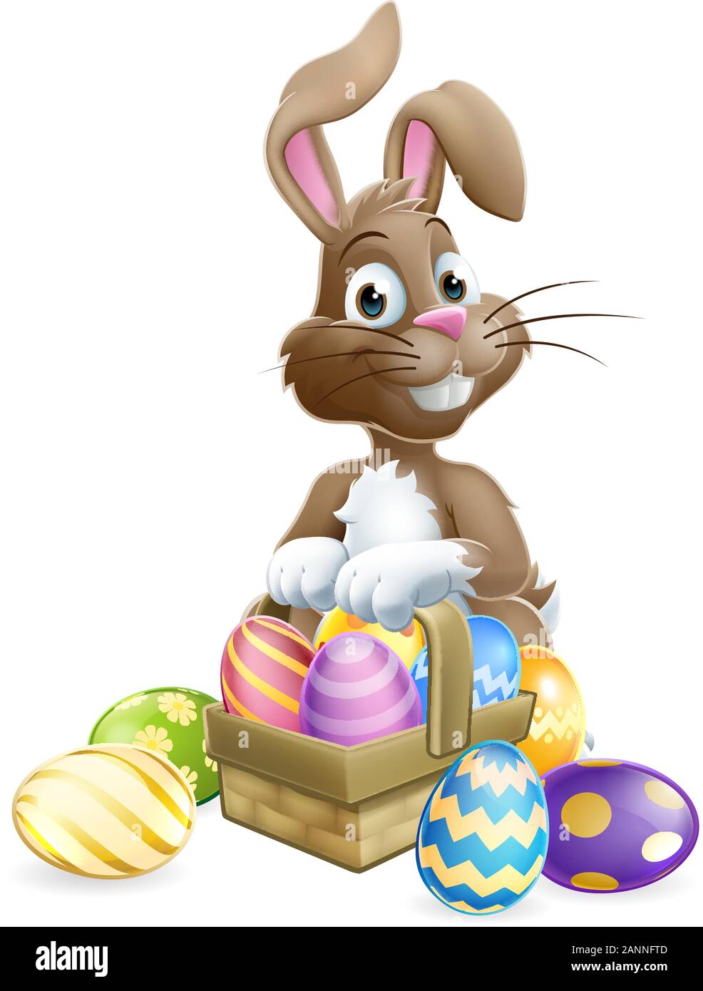 Easter Bunny Eggs Basket Cartoon Stock Vector Image & Art - Alamy