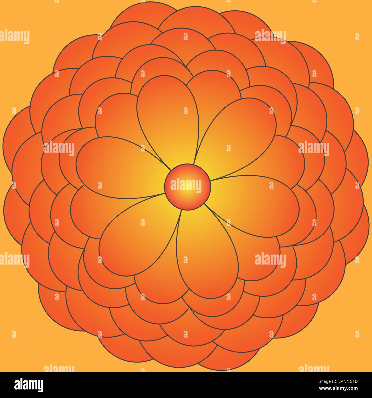 Illustration of big flower sphere of ornage color background Stock ...