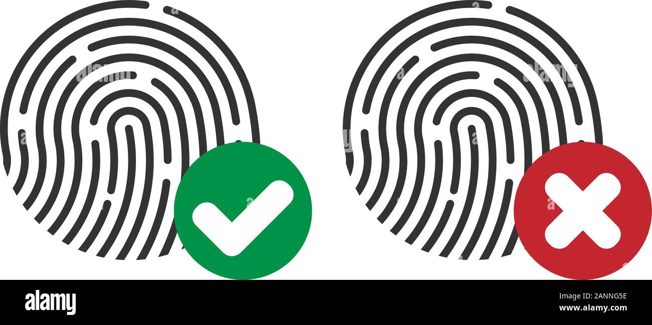 Fingerprint touch ID icon with padlock sign. Lock and unlock. Concept ...