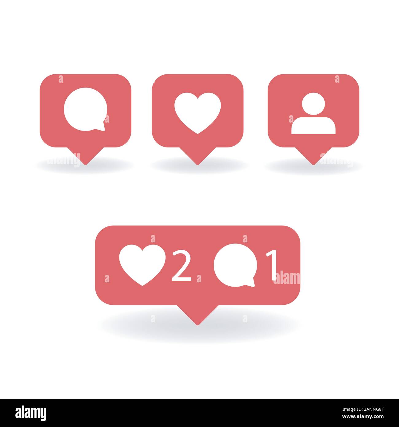 Social media notifications icons. Vector illustration. Social media ...