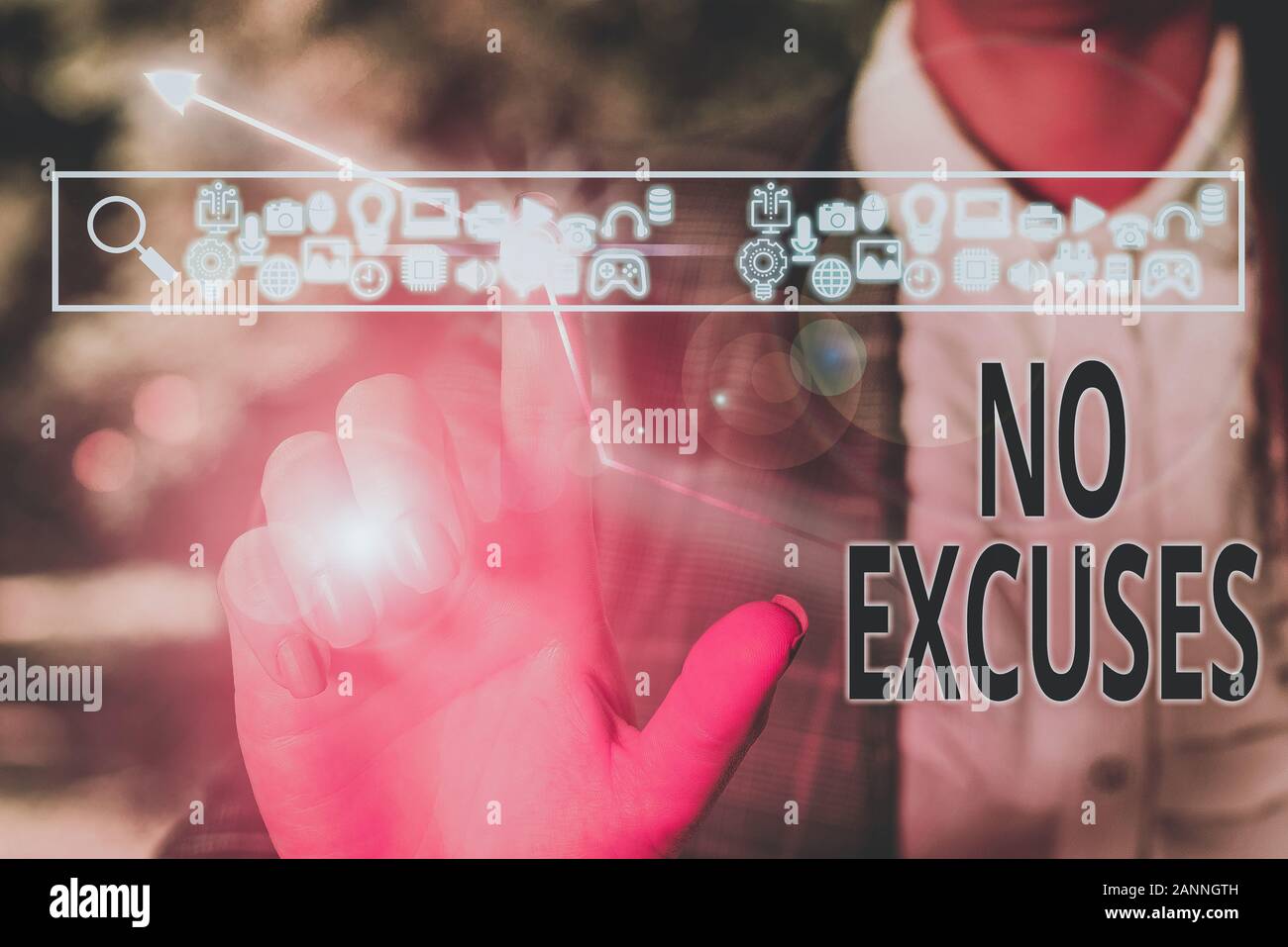 Conceptual hand writing showing No Excuses. Concept meaning should not ...