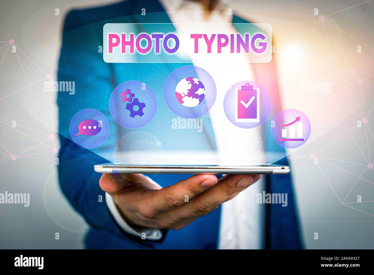 Writing note showing Photo Typing. Business concept for metal printing ...