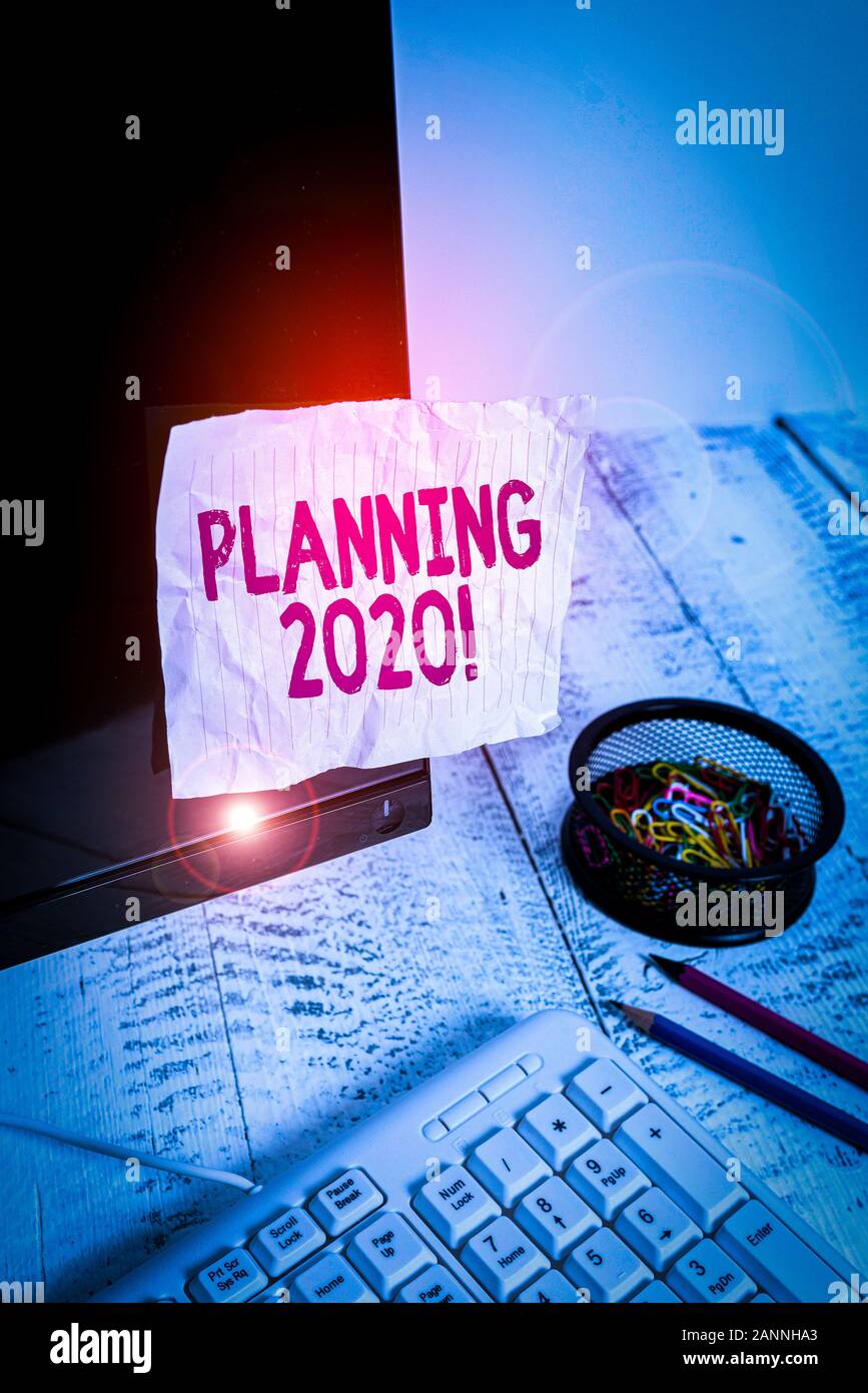 Text sign showing Planning 2020. Business photo showcasing process of ...