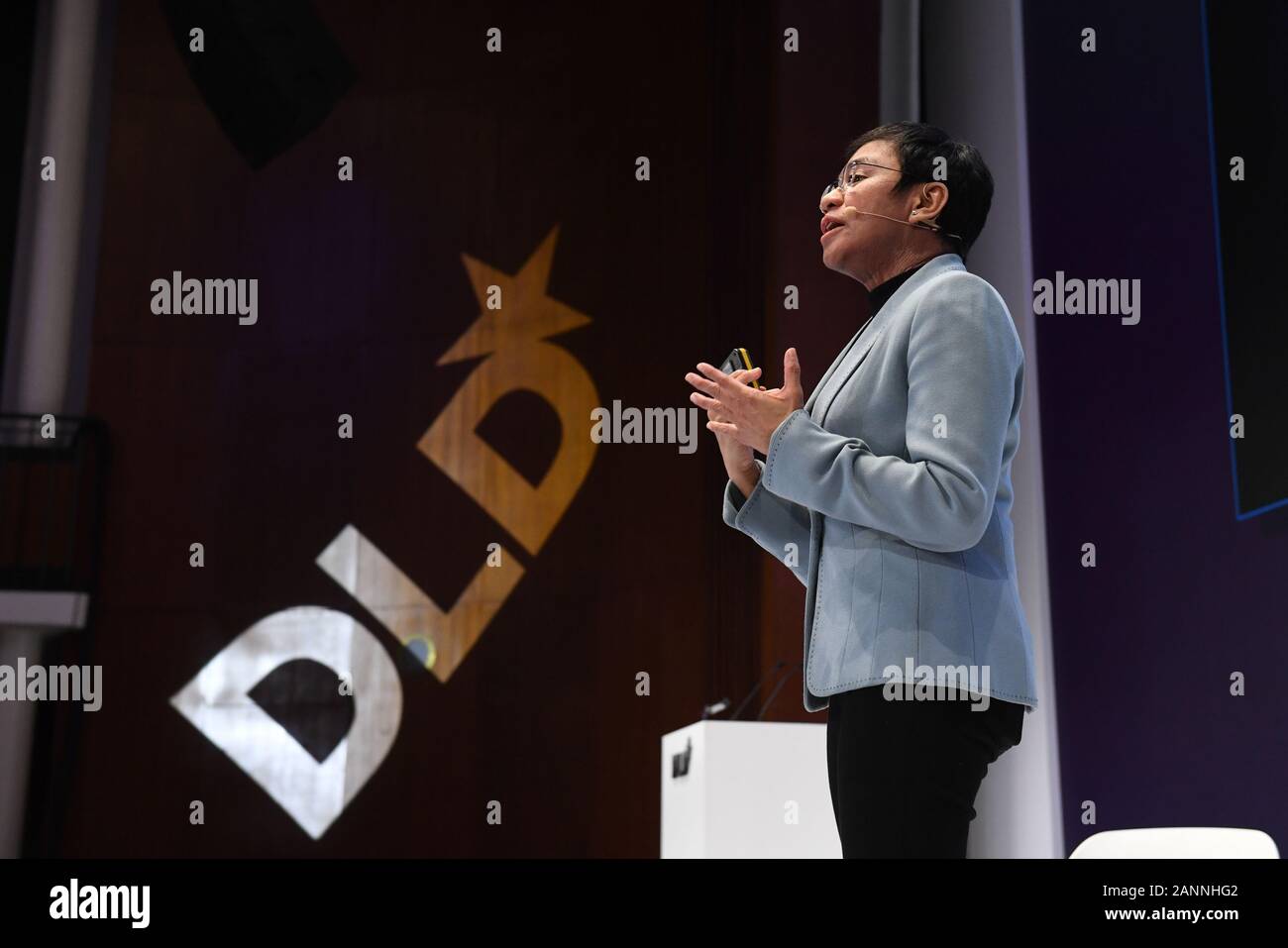 Maria Ressa (CEO and Executive Editor of Rappler) sideview and speaks ...