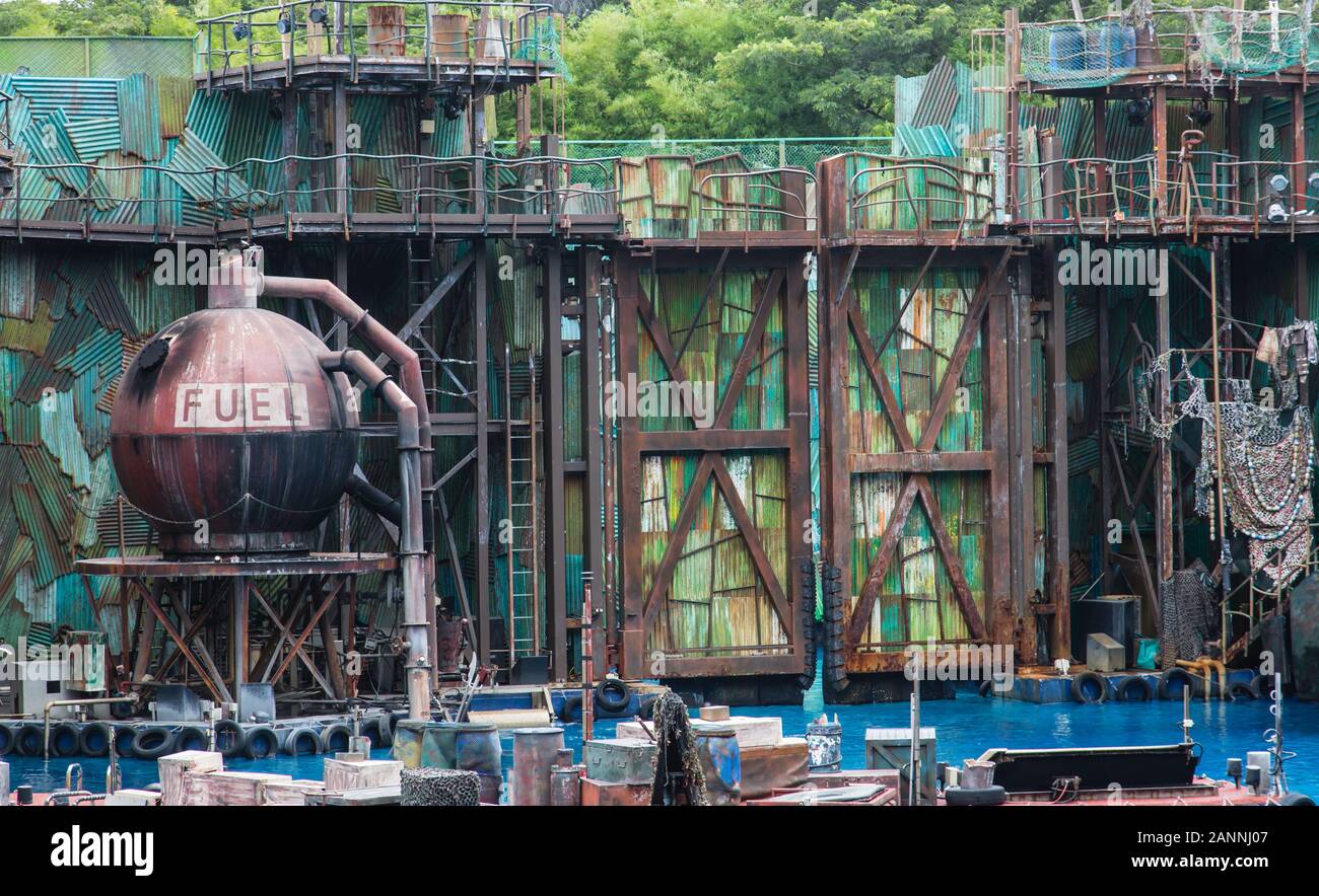 Singapore-28 NOV 2017:blue factory wall in Singapore universal studios ...