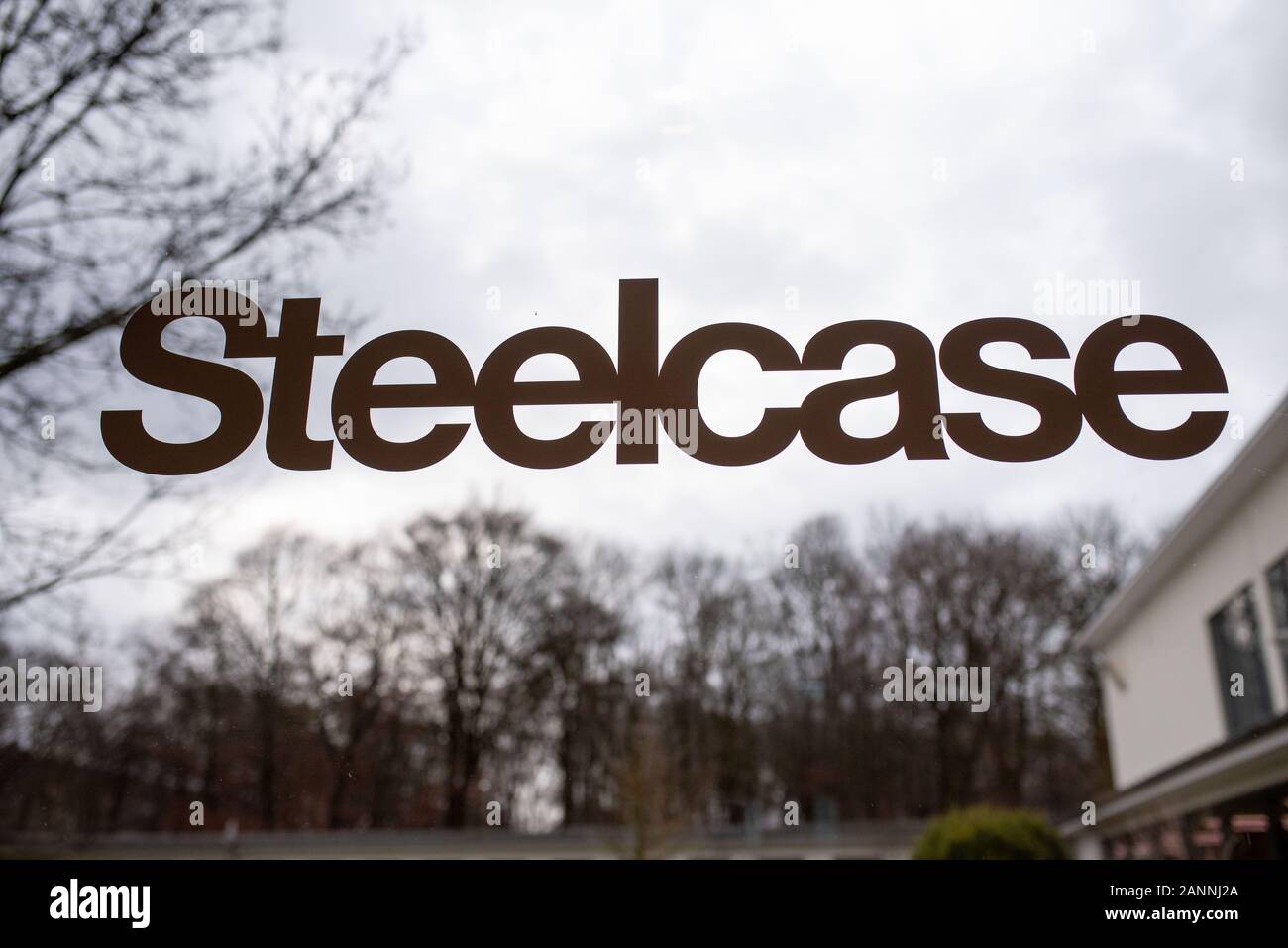 The Steelcase Lounge Logo is seen at DLD Munich Conference 2020, Europe ...