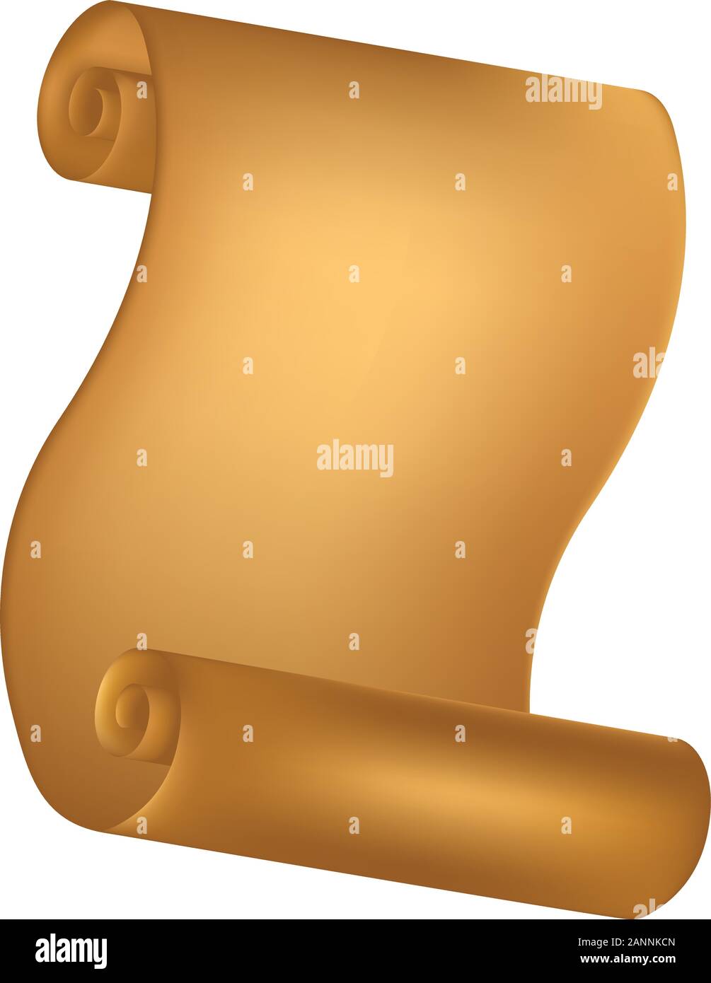 Vintage yellow paper scroll design illustration on white background ...