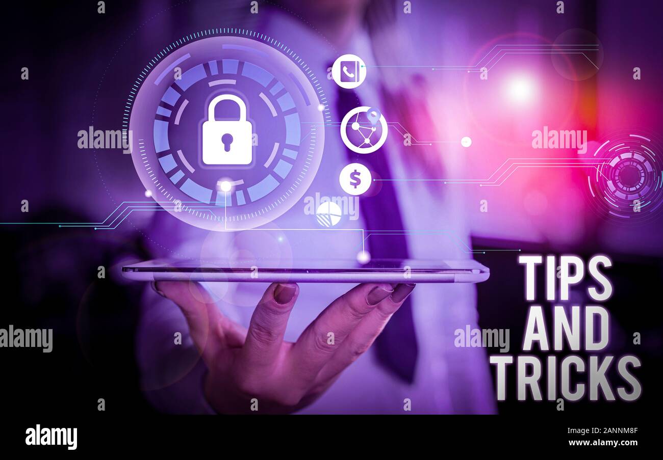 Conceptual hand writing showing Tips And Tricks. Concept meaning means ...