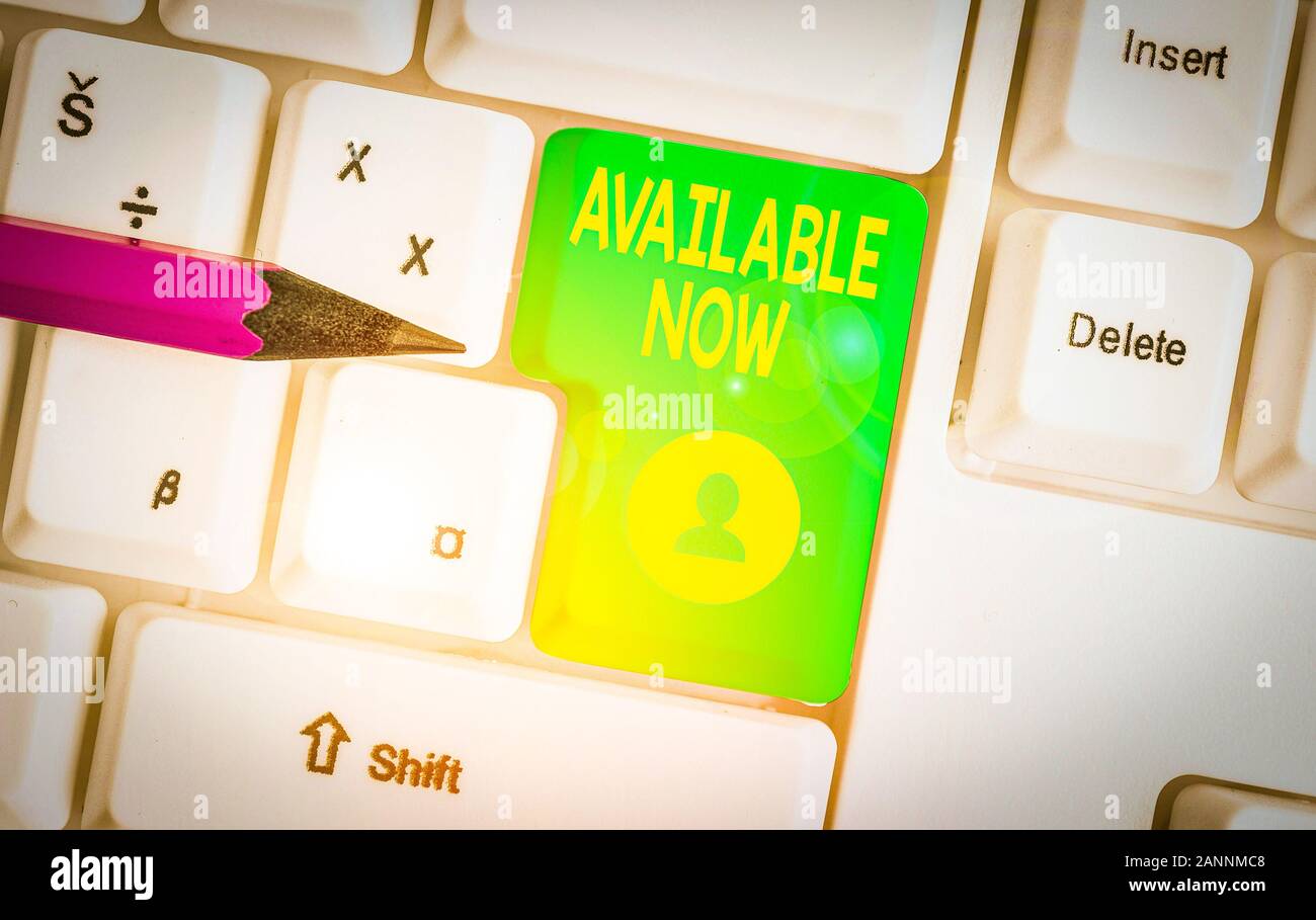 Writing note showing Available Now. Business concept for Handy Eligible ...