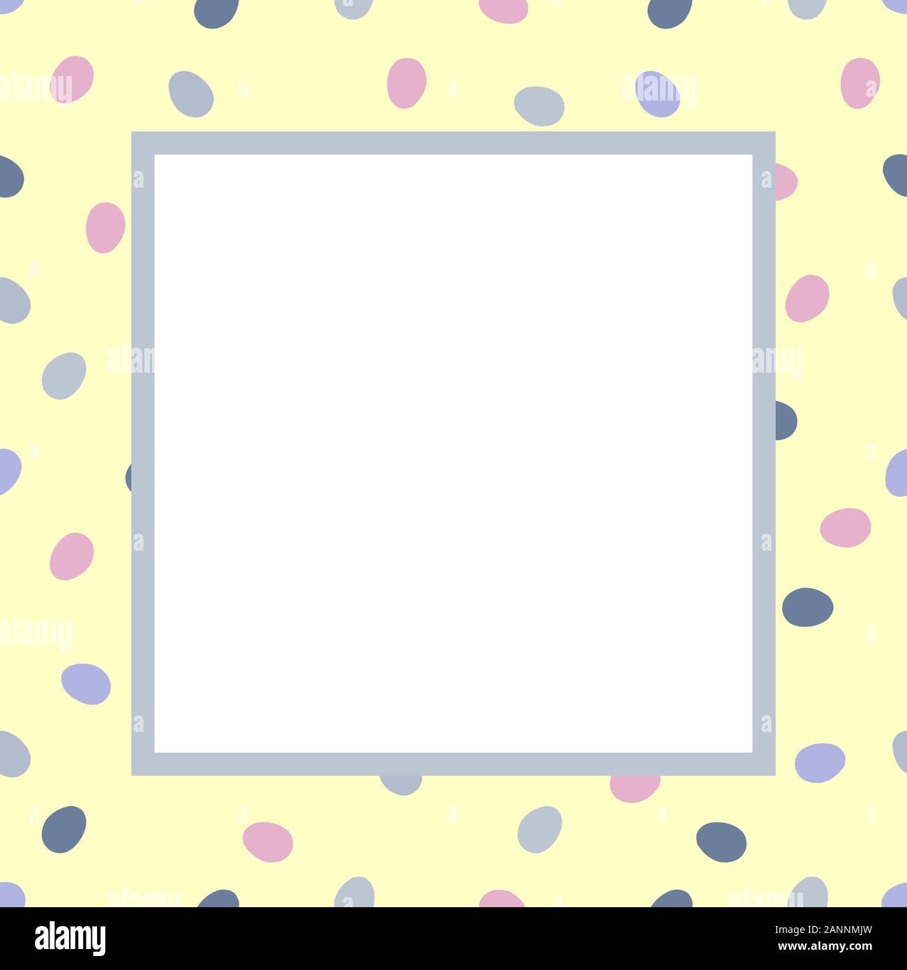 Easter square frame with eggs print. Pastel holidays background. Vector ...