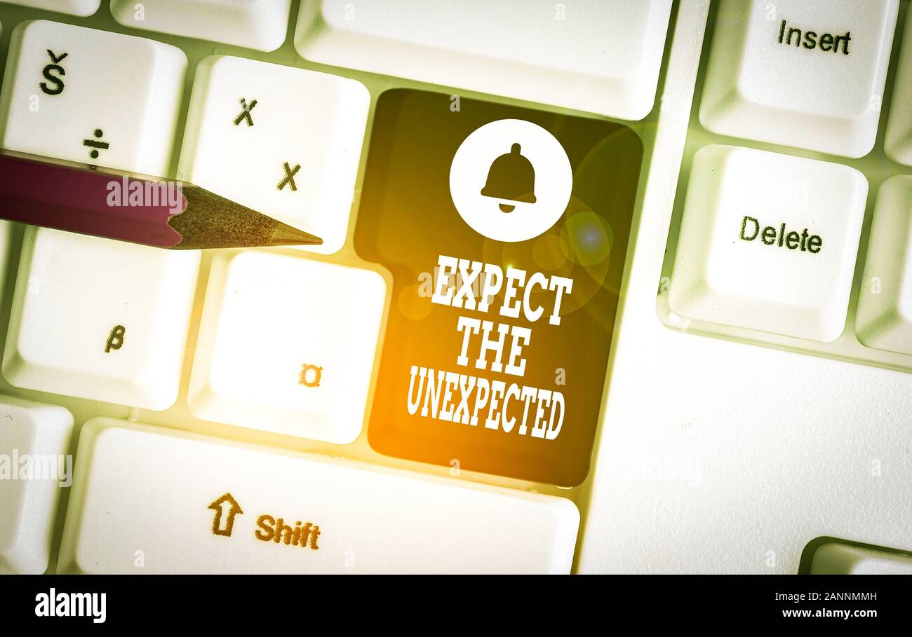 Conceptual hand writing showing Expect The Unexpected. Concept meaning ...