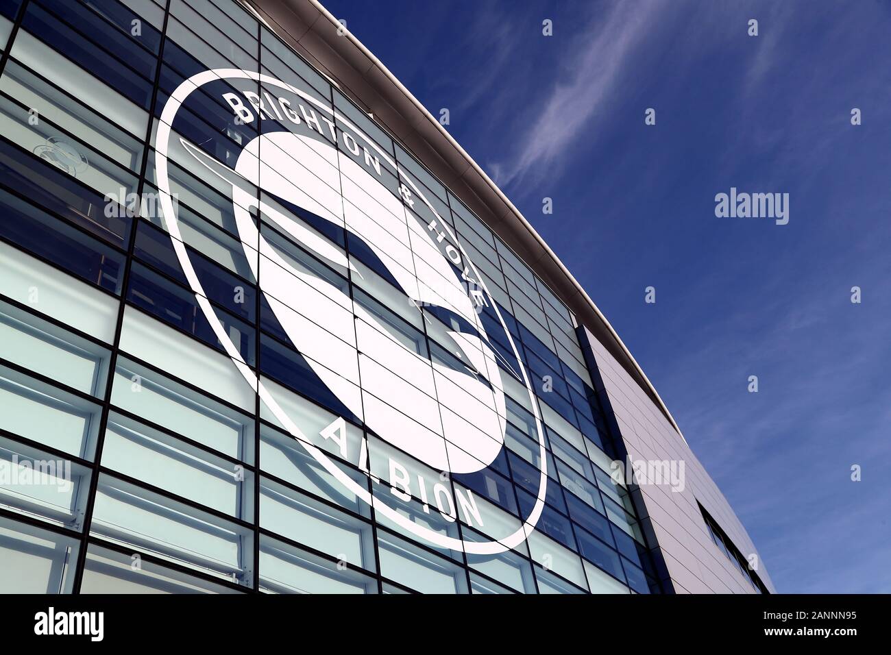 General view of the Club crest on the side of the ground before the ...
