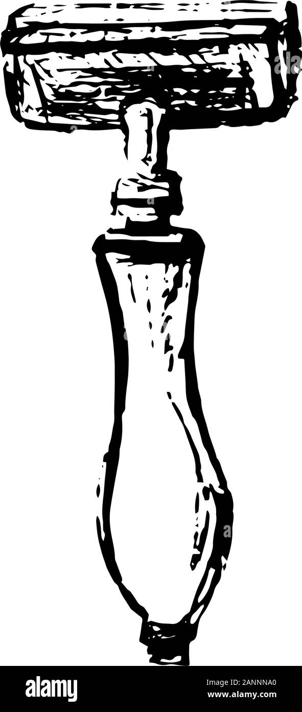 Metallic manual shaving machine in hand drawn sketch vintage style ...