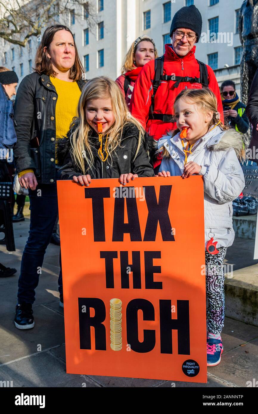 Whitehall, London, UK. 18th Jan 2020. A protest to fight inequality ...
