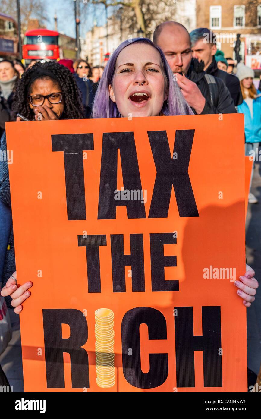 Whitehall, London, UK. 18th Jan 2020. A protest to fight inequality ...