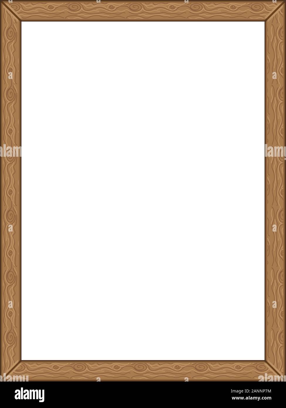 Cartoon natural wood frame on white background Stock Vector Image & Art ...