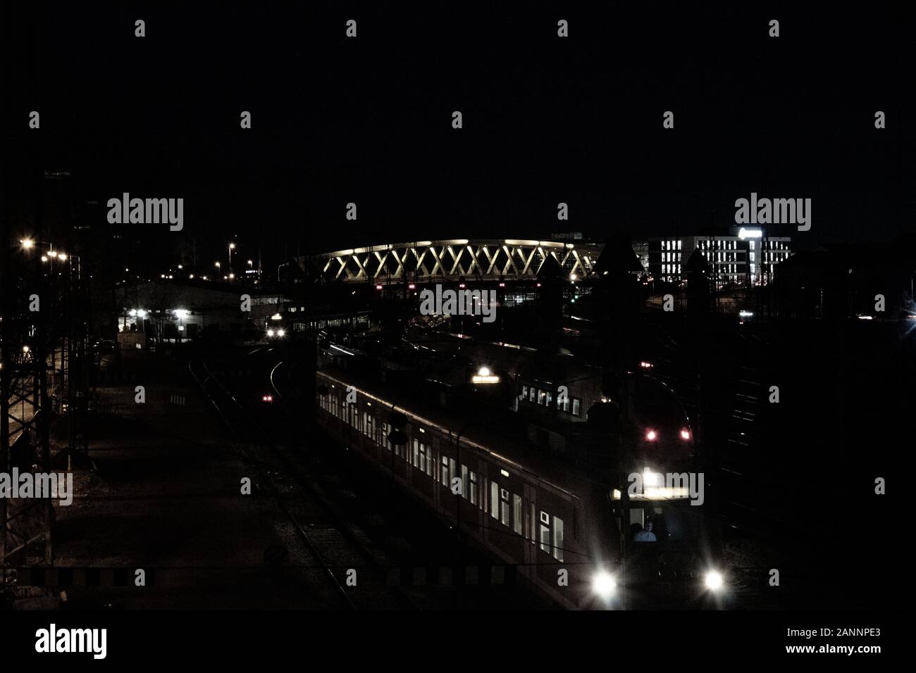 intercity trains in the night Stock Photo - Alamy