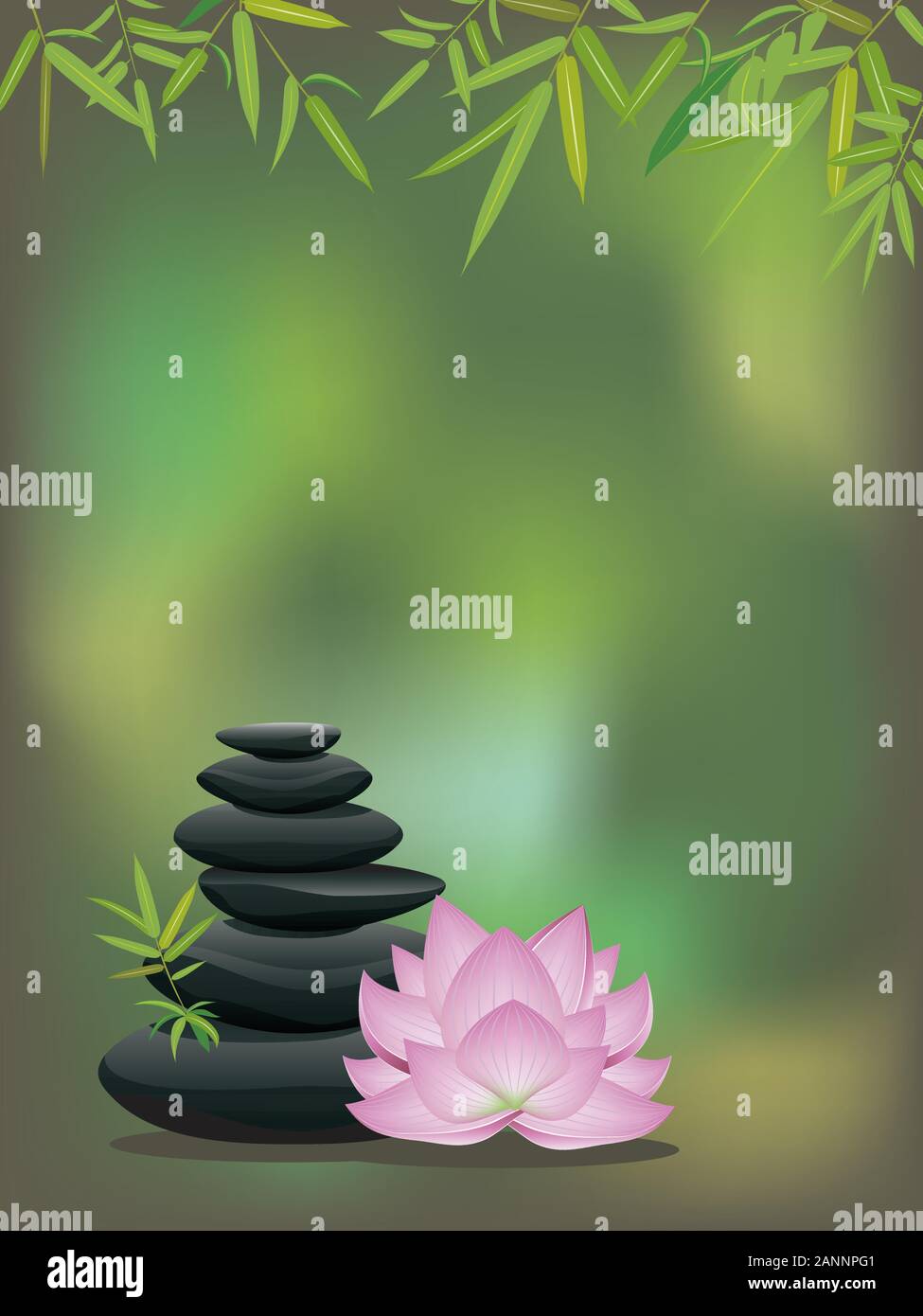 Zen pebbles and bamboo Stock Vector Images - Alamy