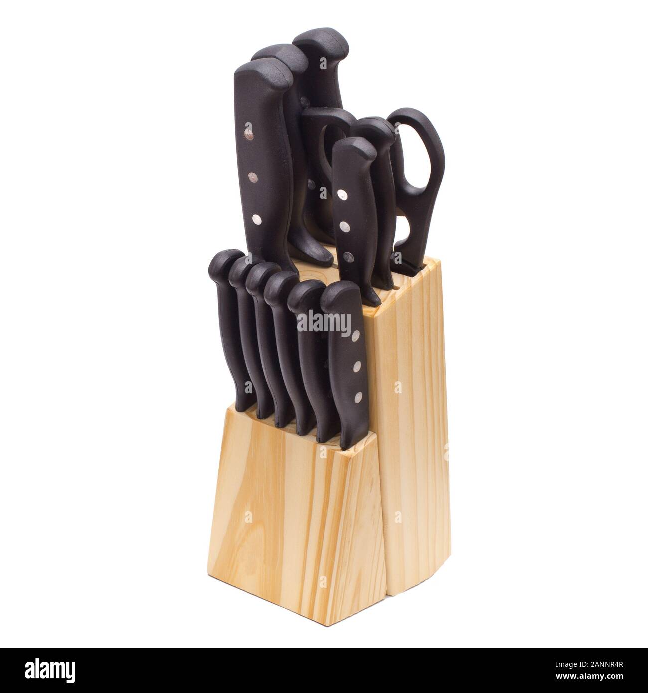 Kitchen knife block isolated on white Stock Photo - Alamy