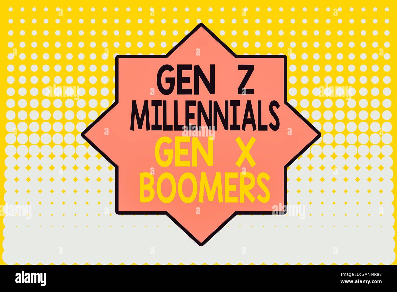 Writing note showing Gen Z Millennials Gen X Boomers. Business concept ...