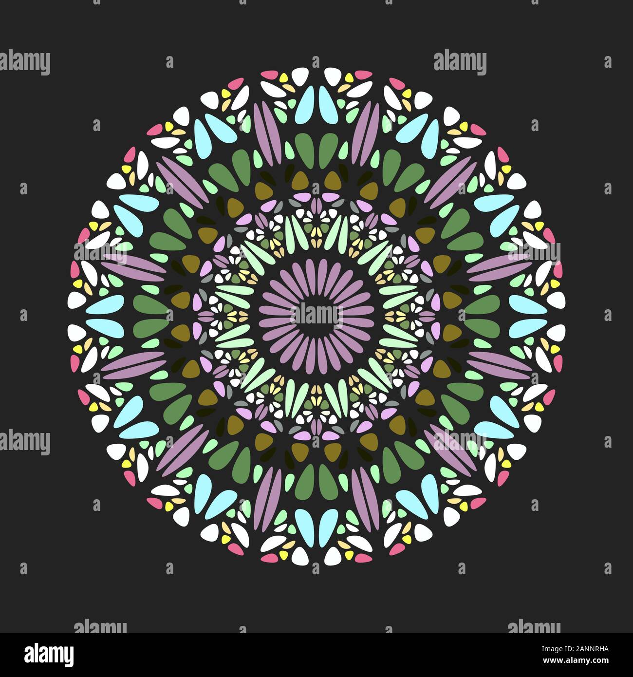 Round circular petal ornament mandala - ornamental geometrical vector ...