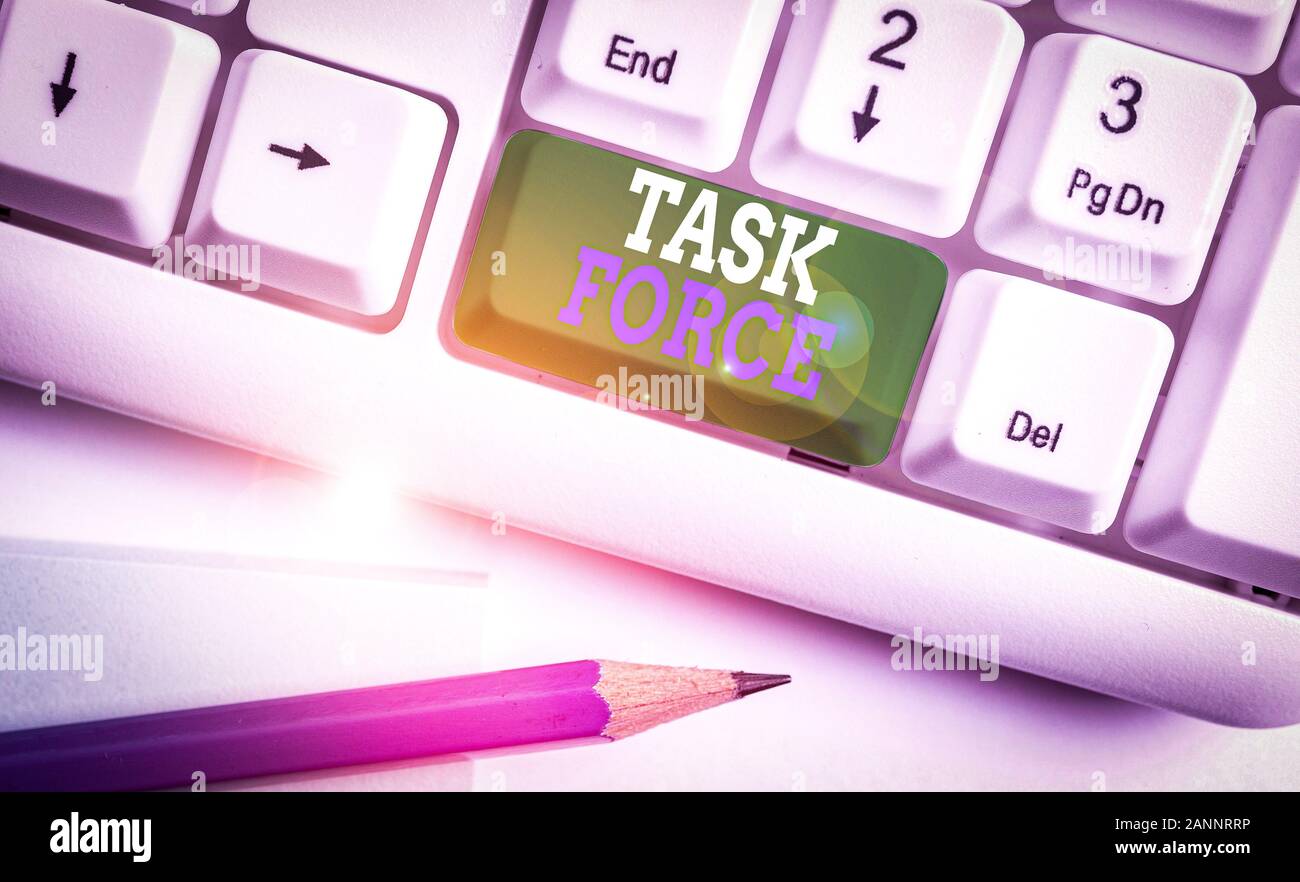 Text sign showing Task Force. Business photo text a group of showing ...