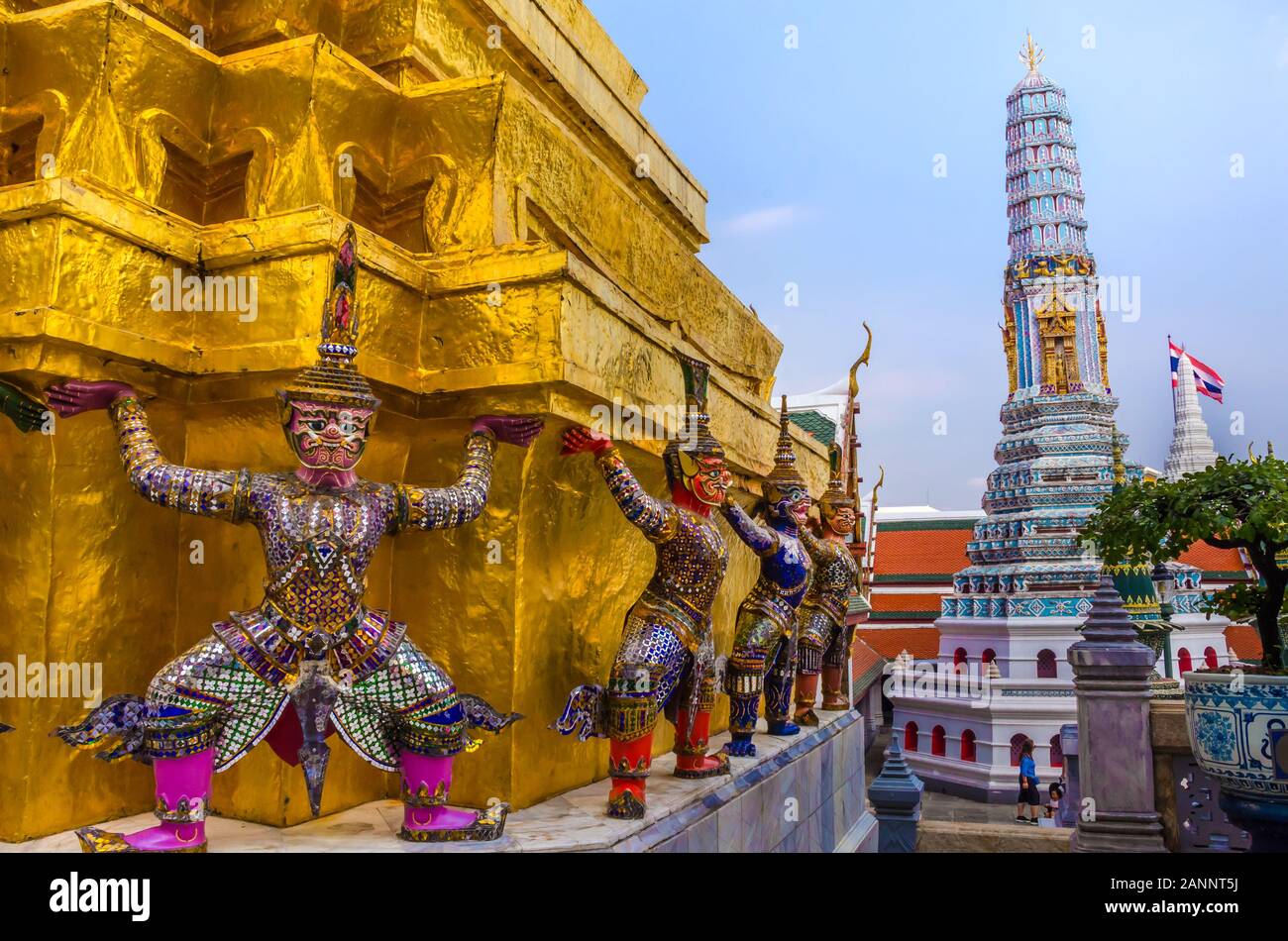 BANGKOK, THAILAND - DEC. 23, 2018: Guardian Yaksha statues surround ...
