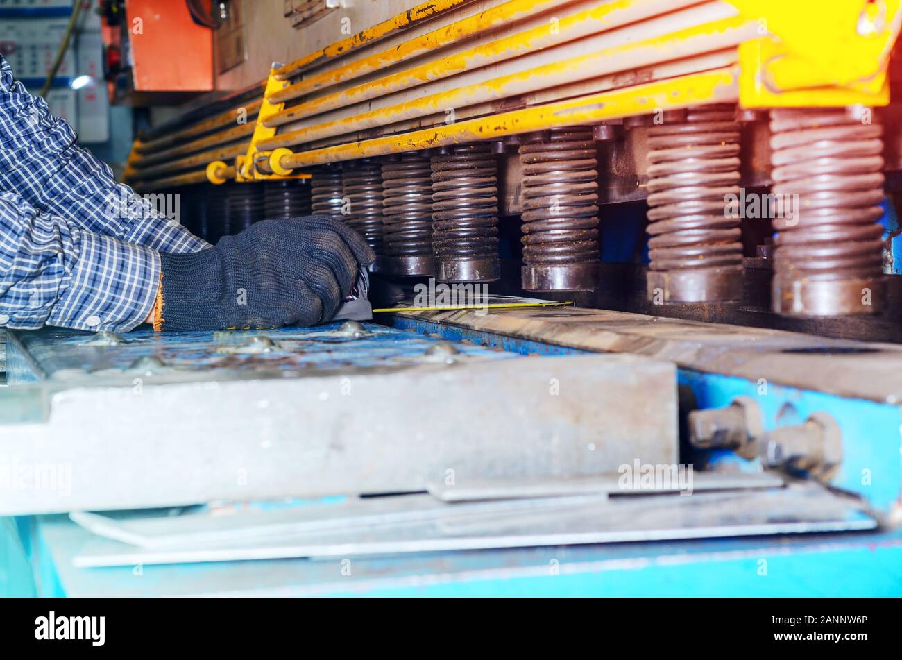 Part of sheet metal bending machine Stock Photo - Alamy