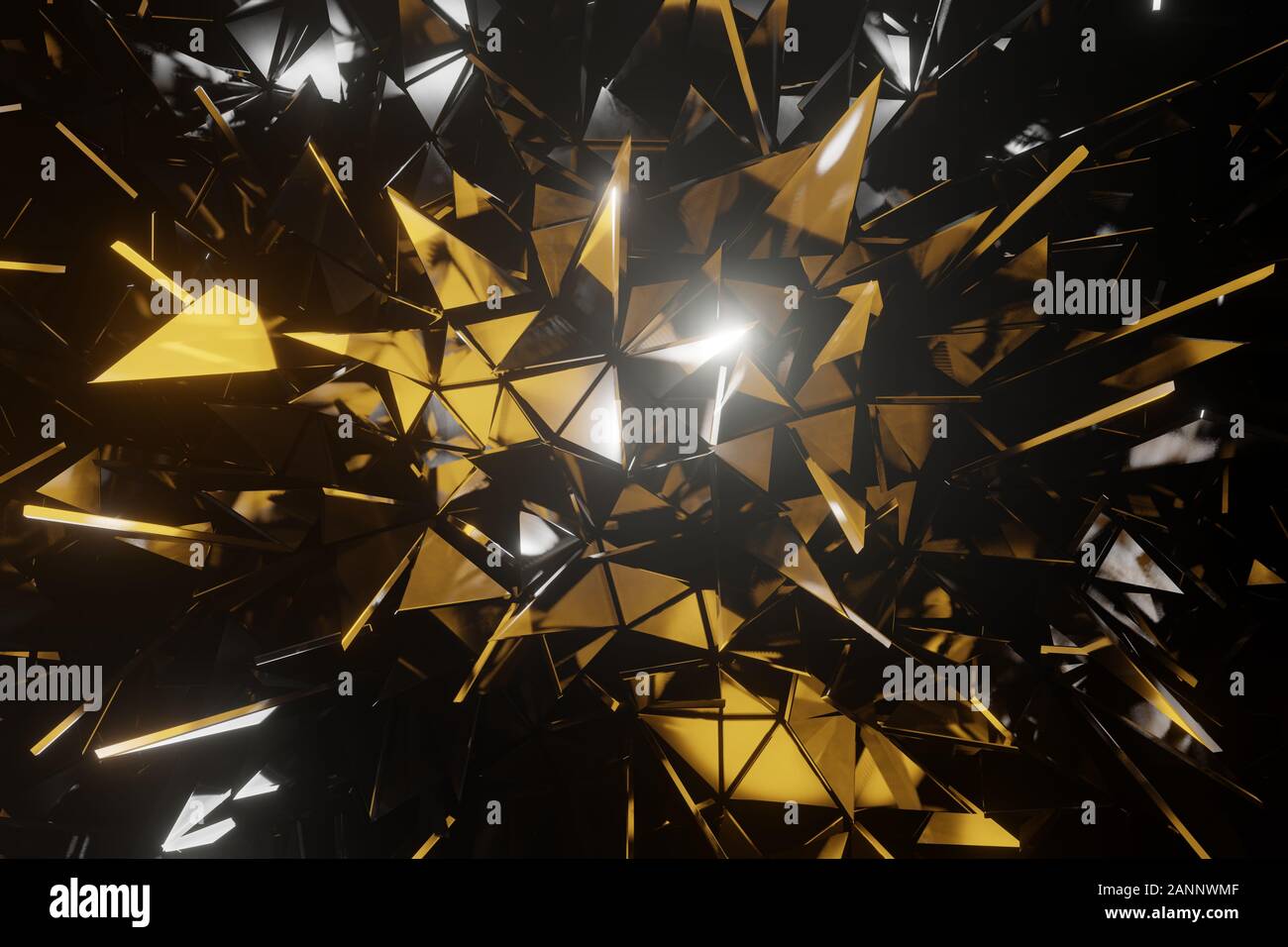 Metal chrome triangular polygons, space fantasy texture. Visualization 3D render abstraction ...
