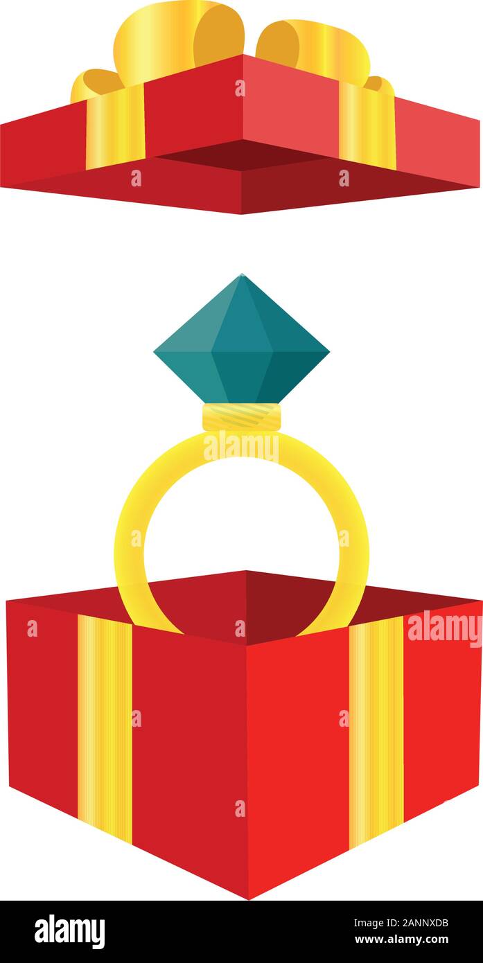 Illustration of a ring in a case on a white background Stock Vector ...