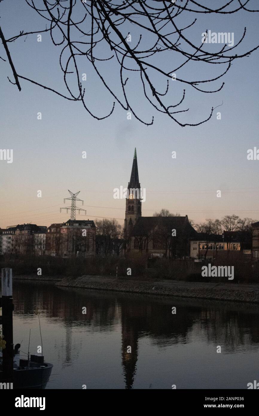 an old clock tower in a riverside town Stock Photo - Alamy