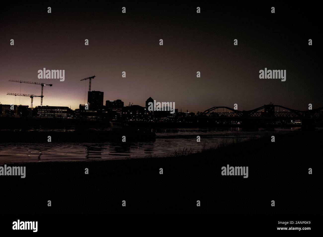 city lights at night riverside Stock Photo - Alamy