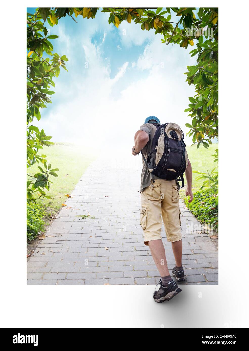 experienced tourist and a beautiful landscape as a backdrop Stock Photo ...