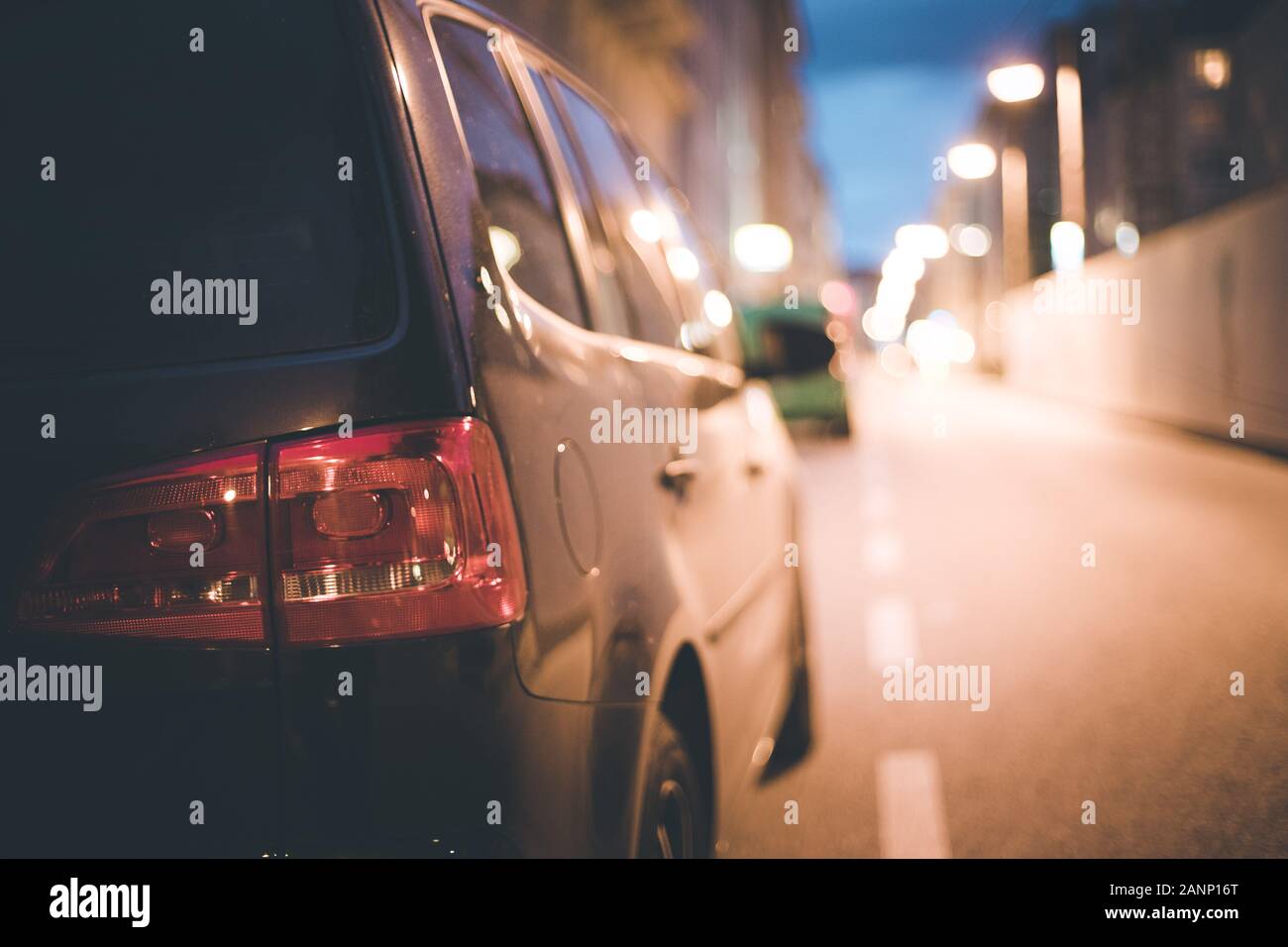 Closeup of car backlight in the night, urban city Stock Photo - Alamy