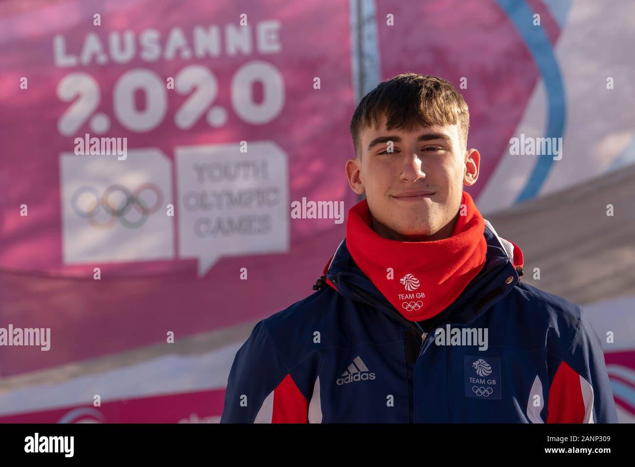 Team GB bobsleigh, William Scammell (17) during monobob training ...